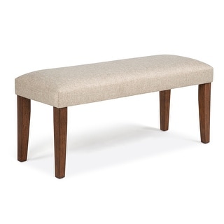 Mid Century Bench With Plush Upholstered Seats And Warm Wood Finish In ...