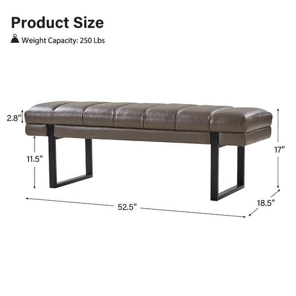 HULALA HOME Laurens Modern 52.5''W Vegan Leather Waterproof Channel ...