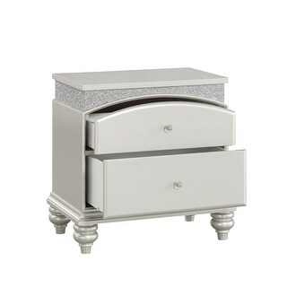 Storage Nightstand with Rhinestones Inlay and Arched Top Drawer ...