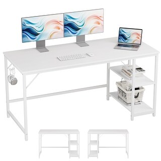 60" Home Office Computer Desk,Small Study Writing Desk with Wooden ...