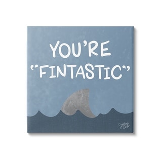 Stupell Funny Fintastic Saying Text Shark Fin Swimming Ocean Canvas ...