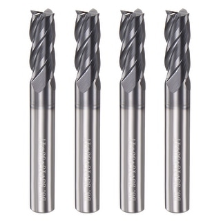 4pcs Square End Mills 1/4" Cutting Dia 4 Flutes Tungsten Steel Carbide ...