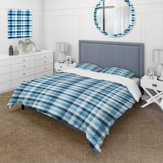 Designart "Nautical Charm Blue Plaid Pattern" Plaid Bedding Cover Set ...