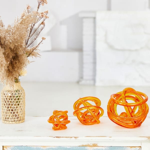Luxury Lane Hand Blown Infinity Knot Sommerso Art Orbit Glass Ball 4-8 ...