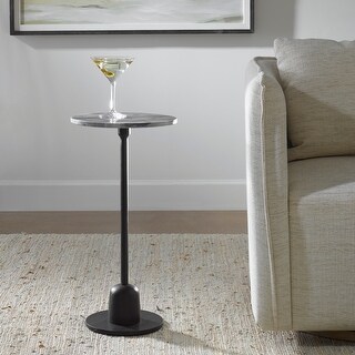 Porch & Den Matte Black Aluminum and Solid Marble Accent Table - Bed ...