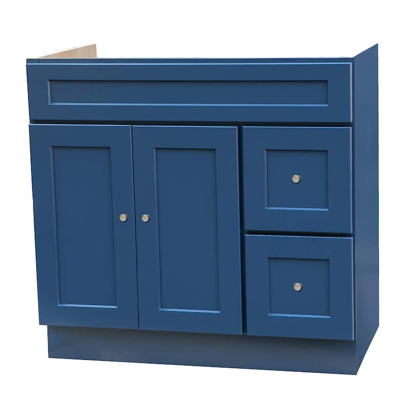 36x21 Blue Shaker Bathroom Vanity with Drawers - Overstock - 32468391