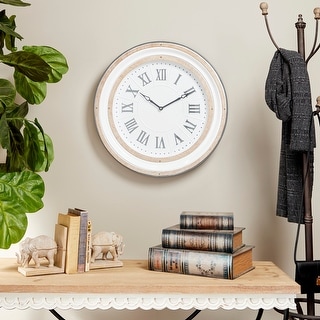 White Metal Decorative Wall Clock - 24 x 3 x 24Round - Bed Bath ...