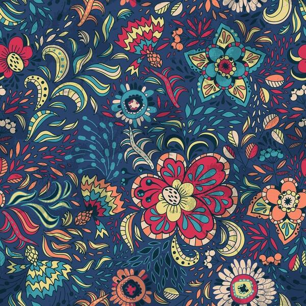 Blue Indian Pattern Wallpaper Peel and Stick and Prepasted - Bed Bath ...