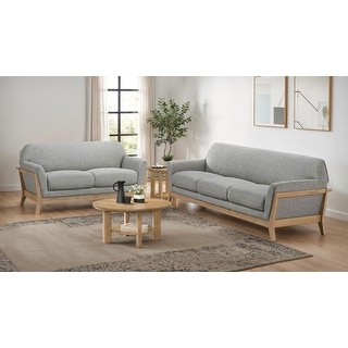 Vaughn Fabric Upholstered Flared Arm Sofa Set Grey - Bed Bath & Beyond ...