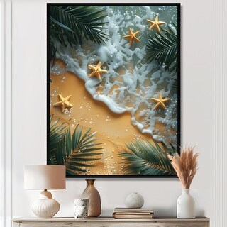 Designart "Star Fish At Tropical Beach I" Beach Framed Wall Art ...