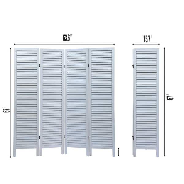4-Panel White Louvered Room Divider Folding Partition Privacy Screens ...