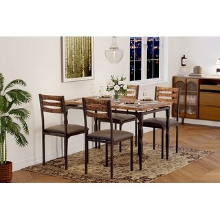 5 Piece Dining Table Set, Industrial Style Kitchen Table Set for 4 ...