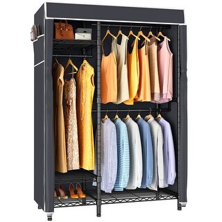 Garment Rack Covered Clothes Rack with Hanging Rods, Metal Clothing ...