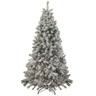 6.5' Flocked Madison Pine Medium Artificial Tree Clear Lights - 6.5 ...