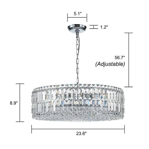 Kibly 8-Lights Modern Crystal Drum Chandelier Round Kitchen Island ...