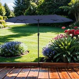 15 ft. Outdoor Metal Patio Umbrella,UV Protection and Waterproof - Bed ...