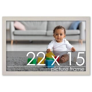 22x15 Traditional White Washed Complete Wood Picture Frame with UV ...