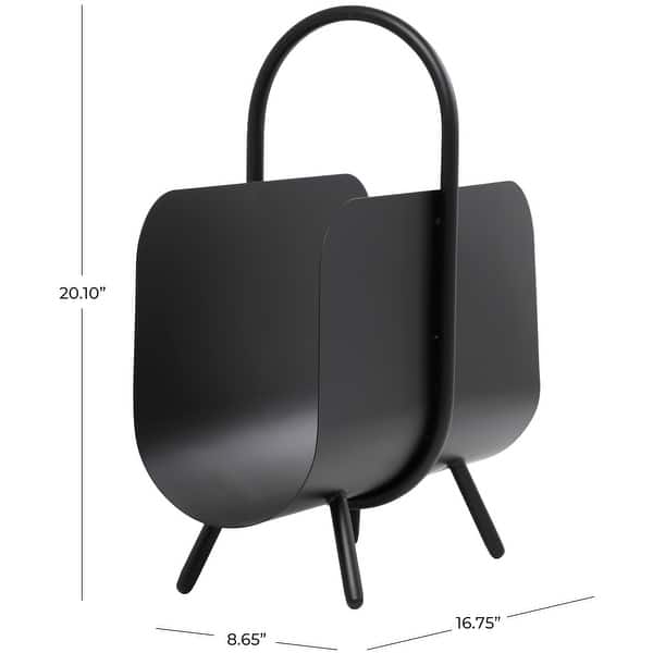Black Metal Curved Magazine Holder with Arched Handle and Flared Legs ...
