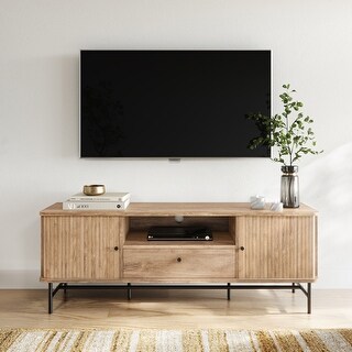 Hikari TV Stand with Slide Doors and Drawer for TVs up to 75" - 59" in ...