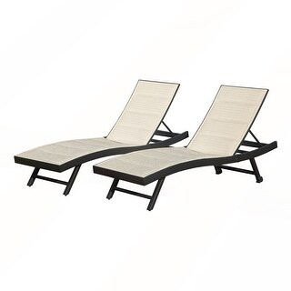 Set of 2 Outdoor Adjustable Pool Lounger with Textilene Fabric for ...
