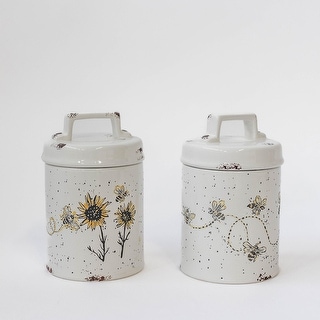 Set Of 2 Rustic Look Lidded Bees And Sunflowers Canister - Bed Bath ...