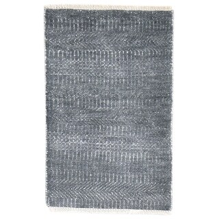 One of a Kind Hand-Knotted Modern 2' x 3' Trellis Wool Grey Rug - 2' x ...