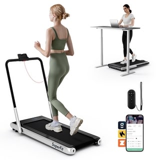 3-in-1 Metal Folding Treadmill with Smart Apps Remote Control and LED ...