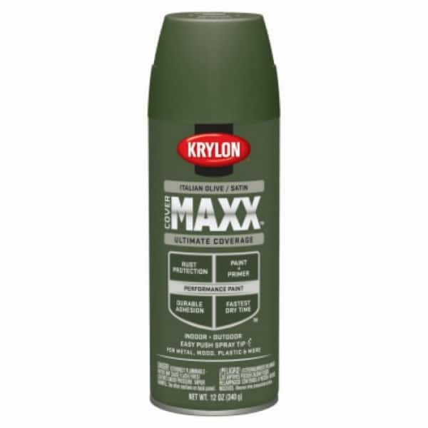 Krylon K09167000 CoverMaxx Performance Spray Paint, Satin Italian Olive ...