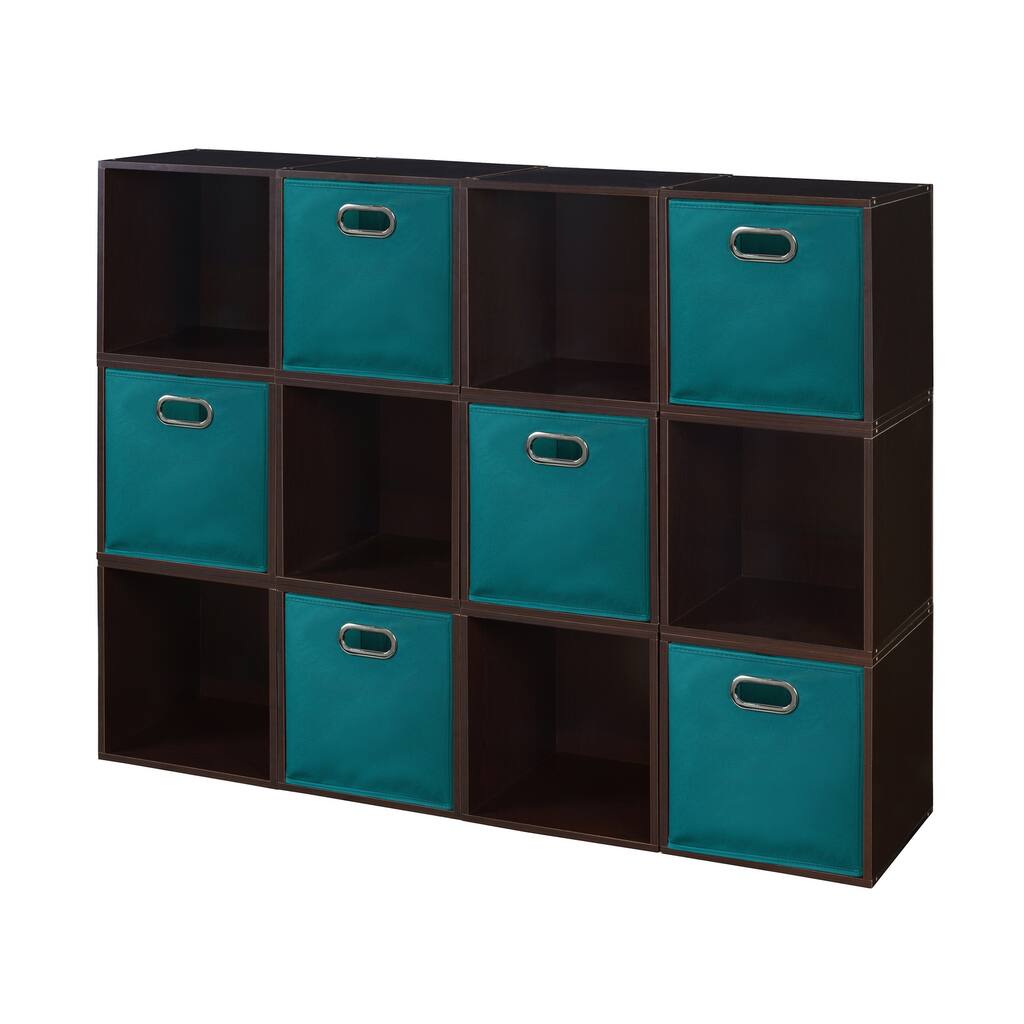 Noble Connect Storage Set - 12 Cubes and 6 Canvas Bins- Truffle/Teal ...