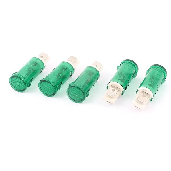 5 Pcs AC 220V 2 Terminal 13mm Recessed Green Indicator Pilot Light ...
