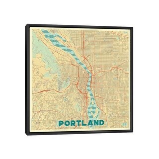 iCanvas "Portland Retro Urban Blueprint Map" by Hubert Roguski Framed ...