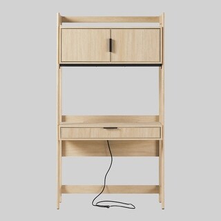 Modern Transitional Desk with Reeded Drawers, Tech-Friendly Storage and ...
