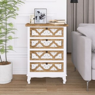 22 Inch 4-Drawers Accent Cabinet Accent Chest in White and White Wash ...