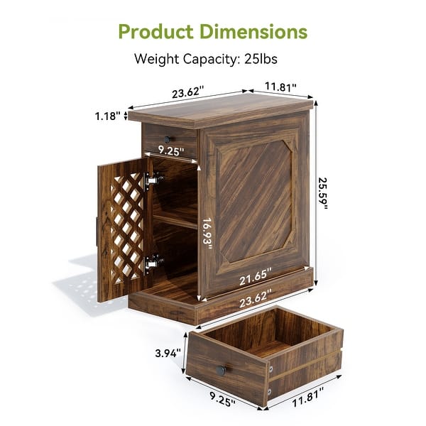 Narrow Wooden Side Table, End Table with Drawer and Cabinet - Bed Bath ...
