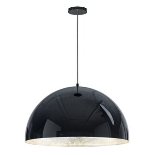 Modern Contemporary LED Pendant Hemisphere Gloss Black / Aluminum ...