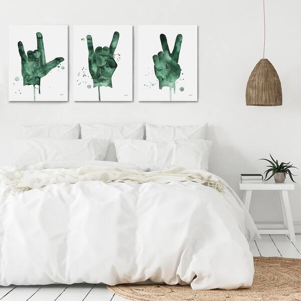 Canvas Triptych Painted Hand Signs by Kelsey McNatt - 3 Piece Art Set ...