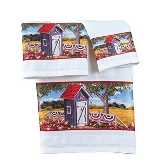 3-Piece Americana Outhouse Scene Bath Towel Set - 9.250 x 6.000 x 3.000 ...