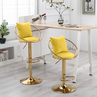 Velvet Bar Height Stools Set of 2, 360 Degree Rotation Adjustable ...