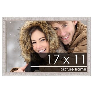 17x11 Distressed/Aged White Complete Wood Picture Frame with UV Acrylic ...