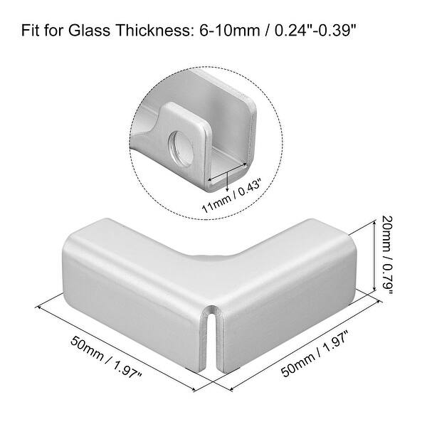 Glass Fixing Clip, 2pcs for Aluminum Alloy L-shaped Glass Connector ...