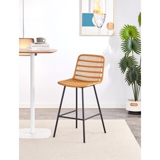 Japanese Armless Rattan Bar Stool Tall Bar Stools with Backrest Counter ...