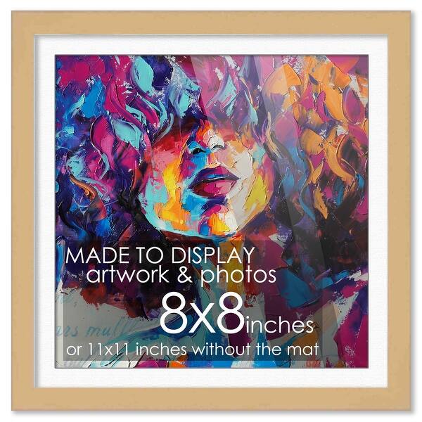 8x8 Natural Frame Matted for 8x8 Picture or 11x11 Art Poster Without ...