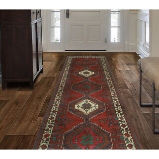 Noori Rug Fine Vintage Distressed Ananda Red/Ivory Runner - 3'4" x 10 ...