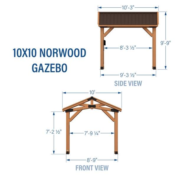 Backyard Discovery Norwood 10x10' Cedar Wood Gazebo with Steel Roof ...