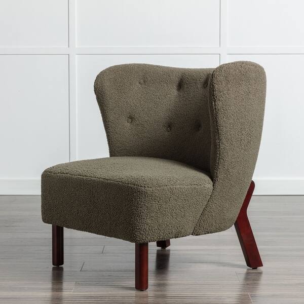 Modern Reading Chair Upholstered Armless Chair Lambskin Sherpa Single ...