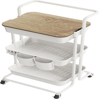 4 Tier Rolling Carts with Wheels - 15.6"D x 16.5"W x 35.4"H - Bed Bath ...