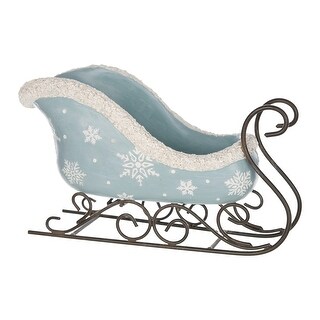 Icy Blue Sleigh Décor with Metal Accent 12.5"L - 12.5"L x 5.5"W x 7.5"H ...