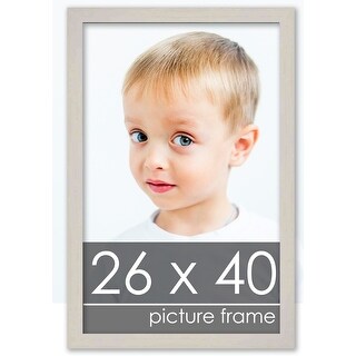 26x40 Traditional White Washed Wood Picture Frame - UV Acrylic, Foam ...