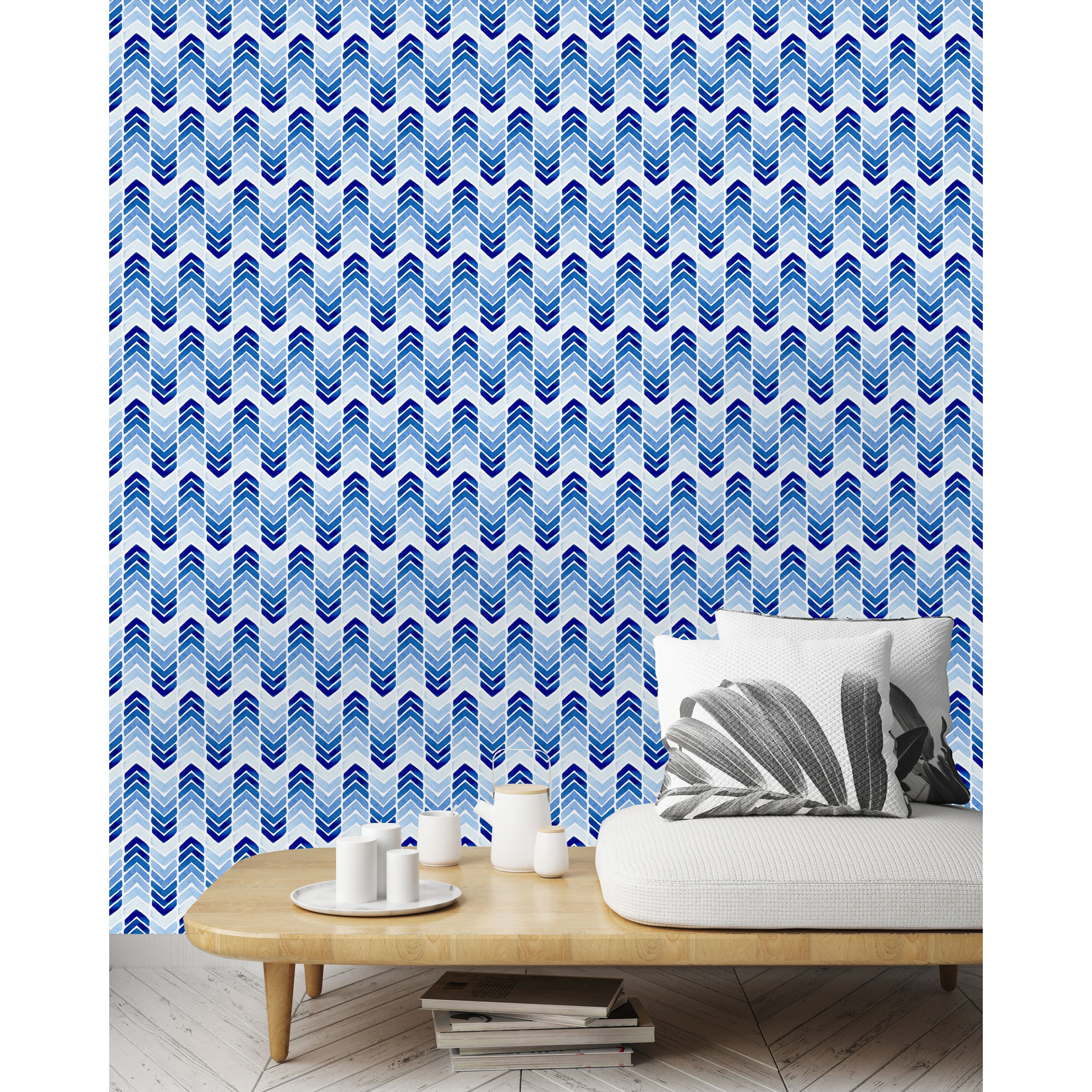 blue zigzag wallpaper