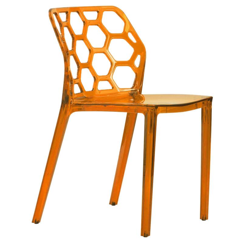 Dynamic Honeycomb Plastic Stackable Dining Side Chair Set of 4 by ...